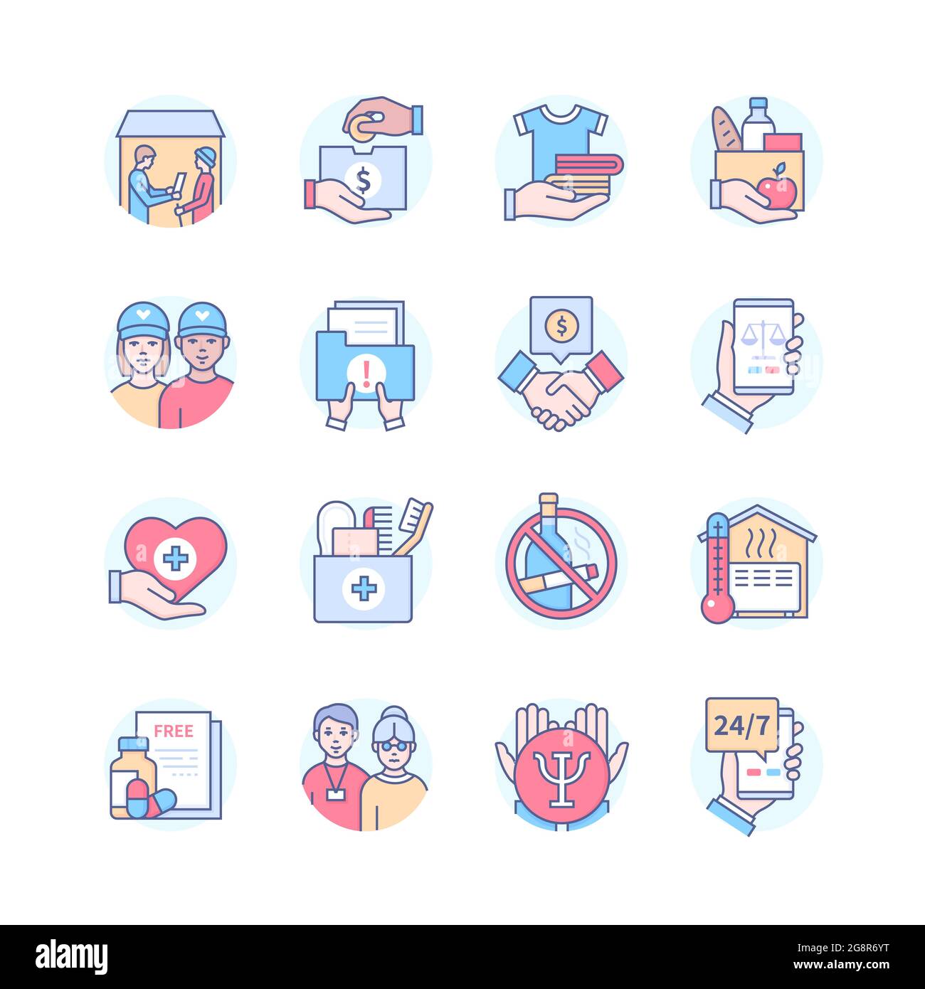 Homeless Assistance - modern colorful line design style icon set ...