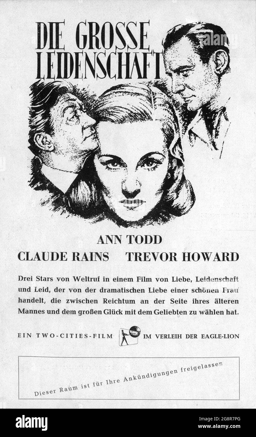 TREVOR HOWARD ANN TODD and CLAUDE RAINS in THE PASSIONATE FRIENDS 1949 ...