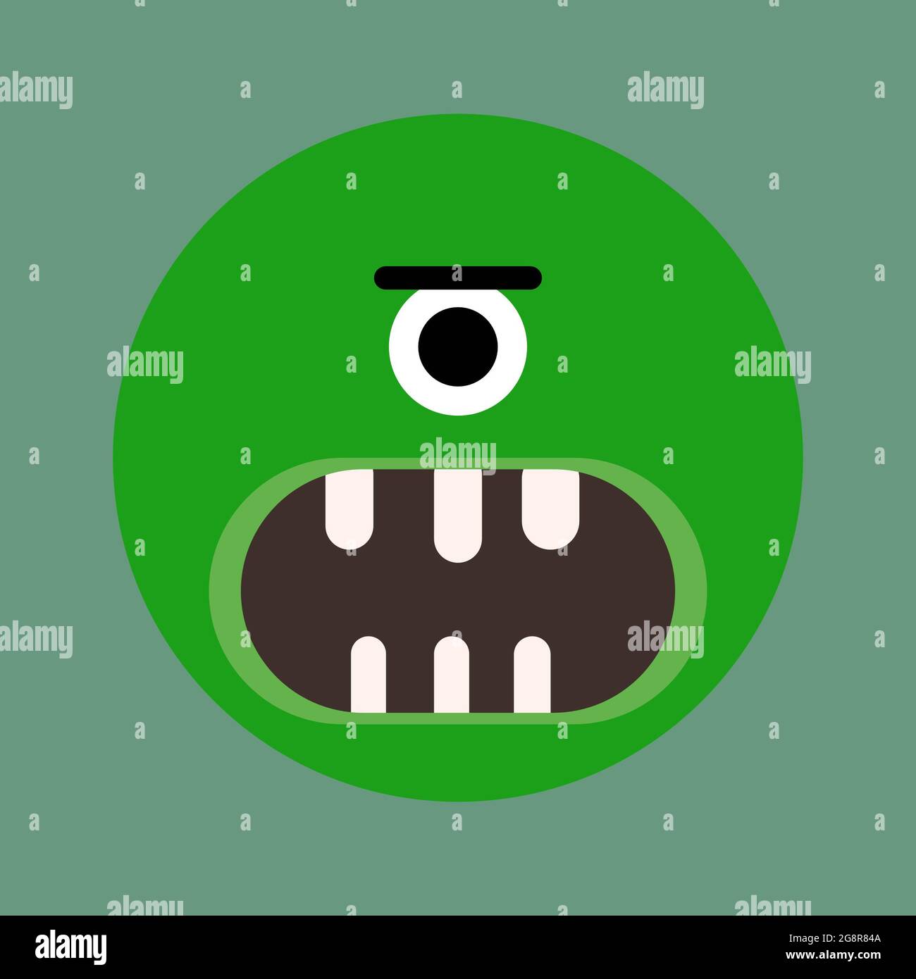 Minimalistic illustration of a green angry cyclops Stock Photo - Alamy