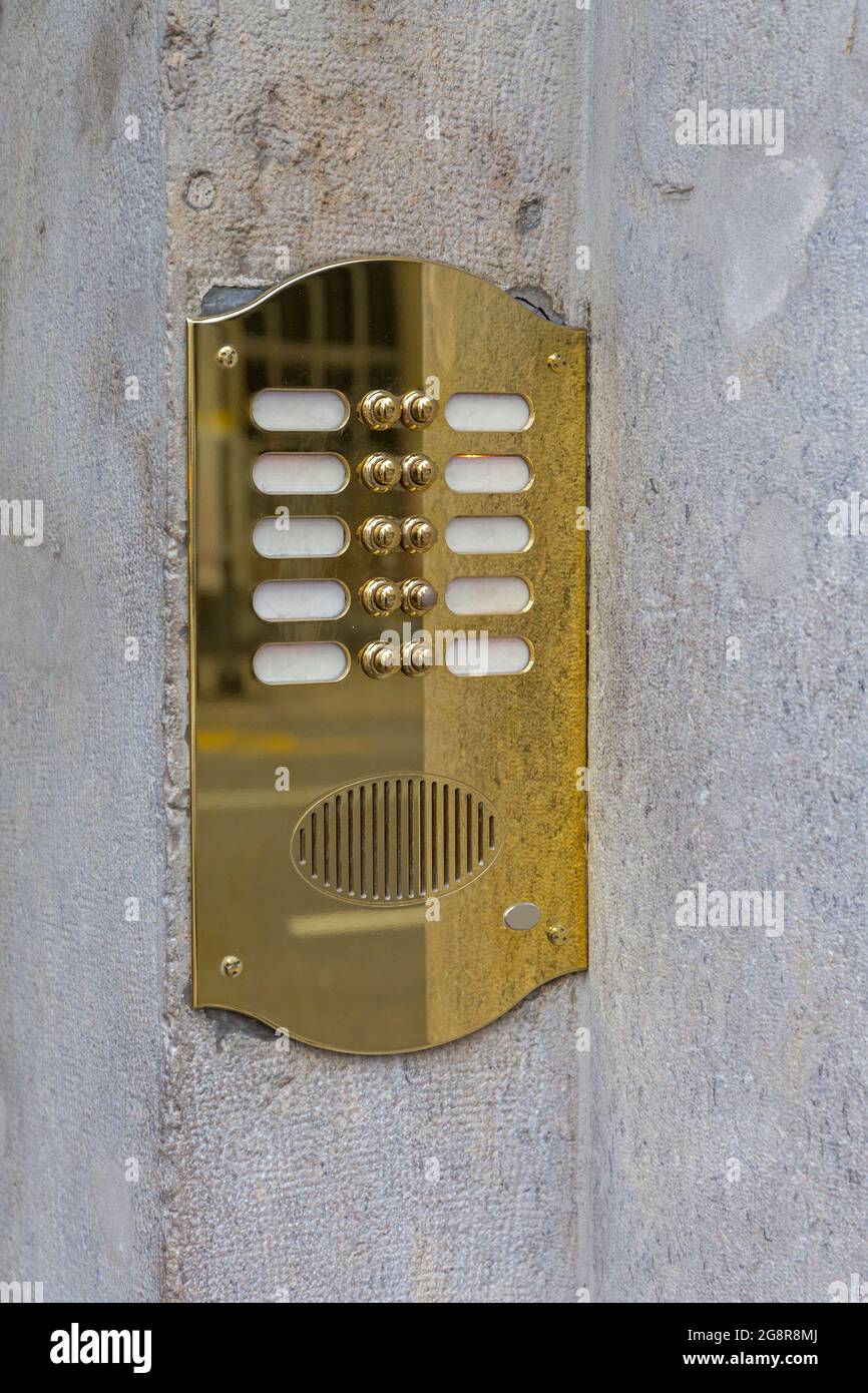 Gold Plated Intercom Communication System House Bell Stock Photo - Alamy