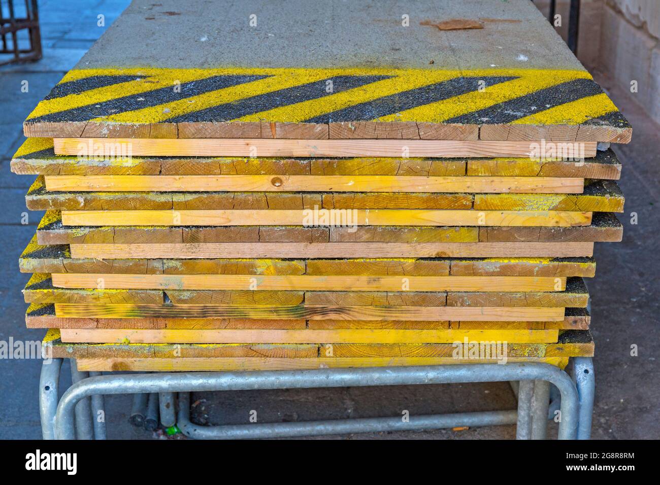 Raised Walkway Platforms Ready for Floods in Venice Stock Photo - Alamy