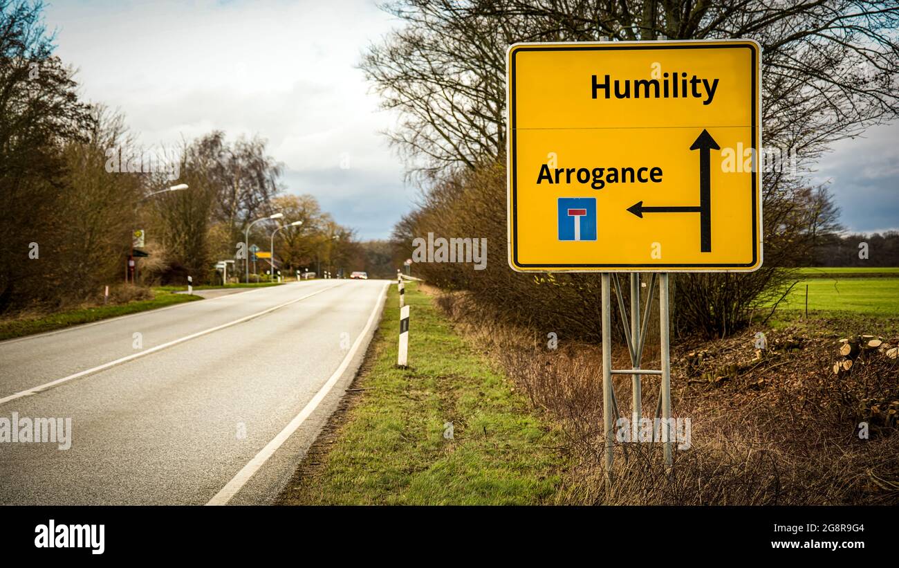 Street Sign the Direction Way to Humility versus Arrogance Stock Photo ...