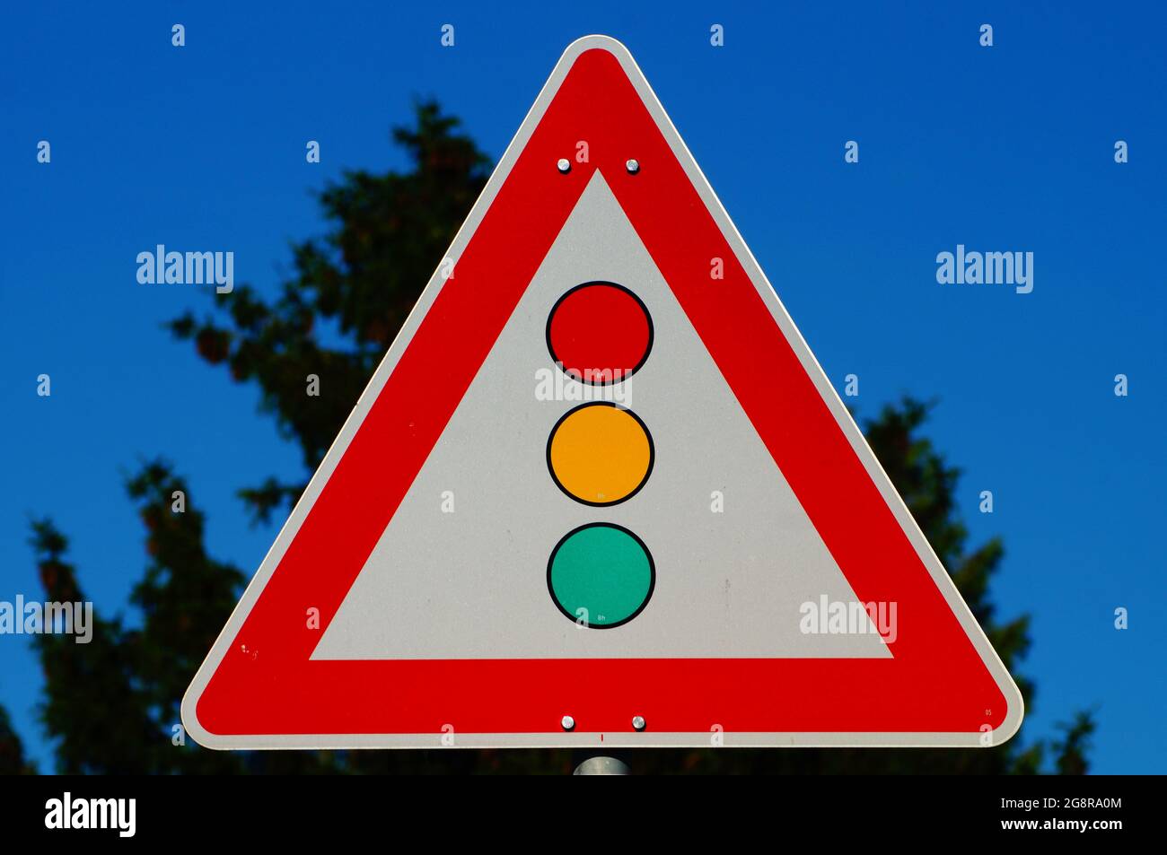 Traffic sign: Attention traffic lights ahead Stock Photo - Alamy