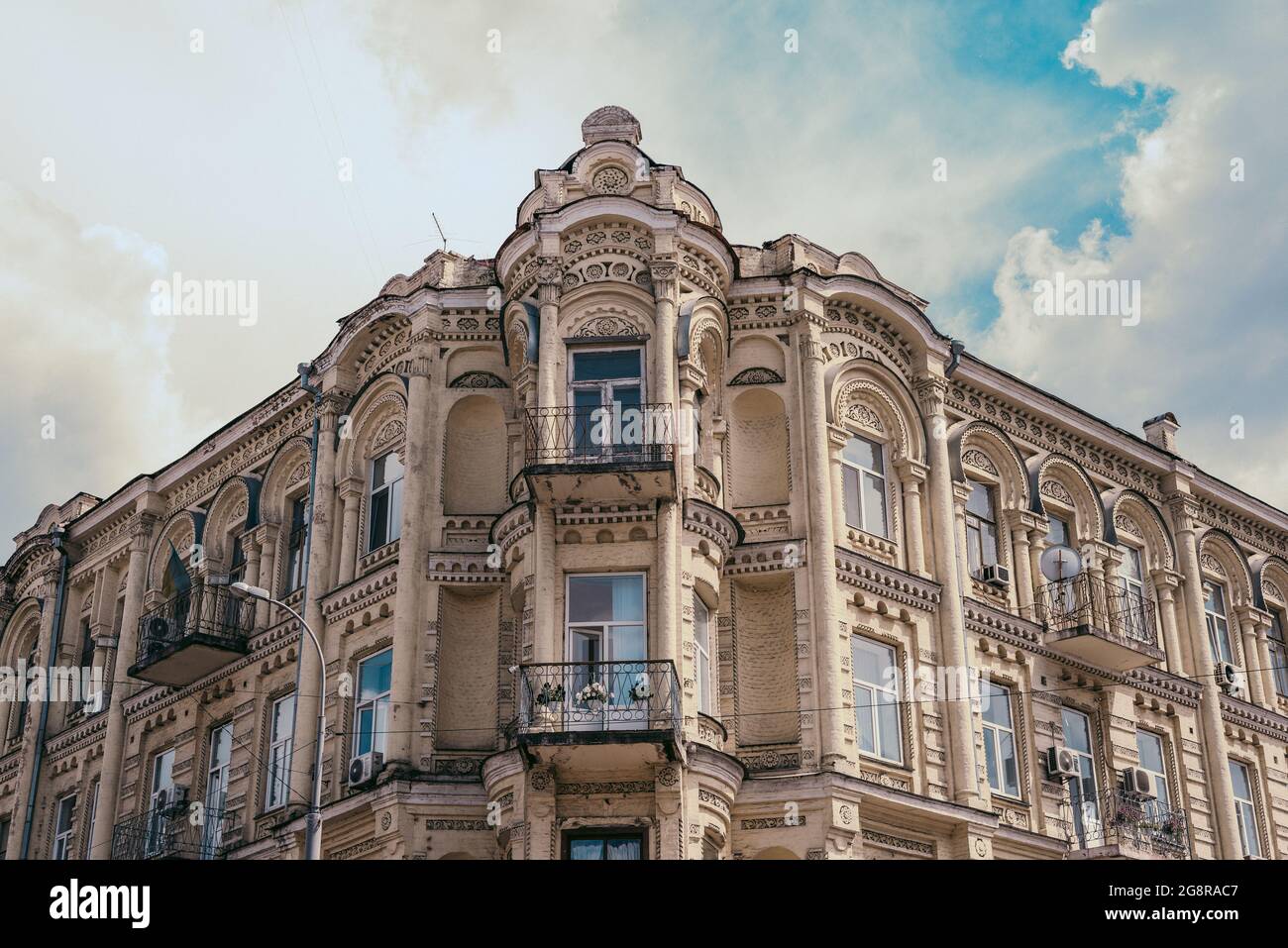 KIEV, UKRAINE - Jun 15, 2021: Old style faced vintage building in ...