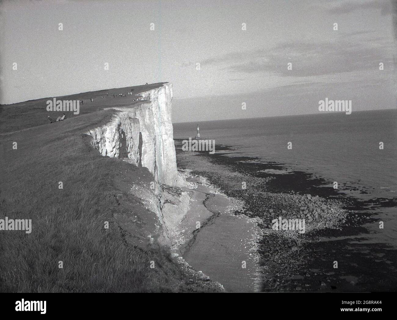 1950s, historical picture of Beachy Head on the South Downs near ...