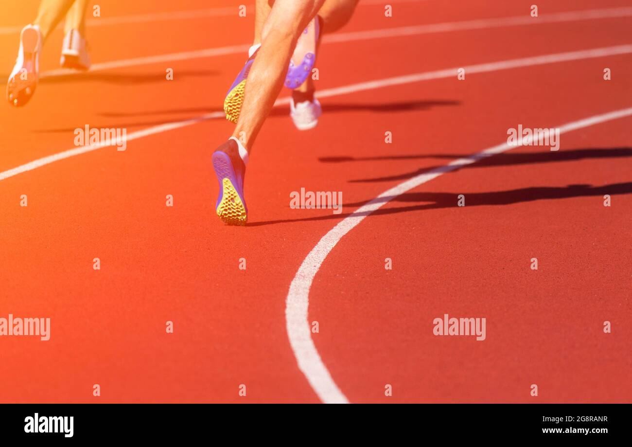 Athletics people running on the track field. Sports and healthy ...