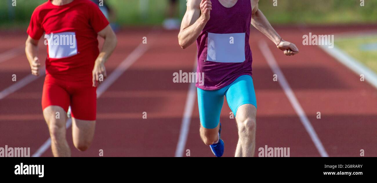 Athletics people running on the track field. Professional sport concept ...