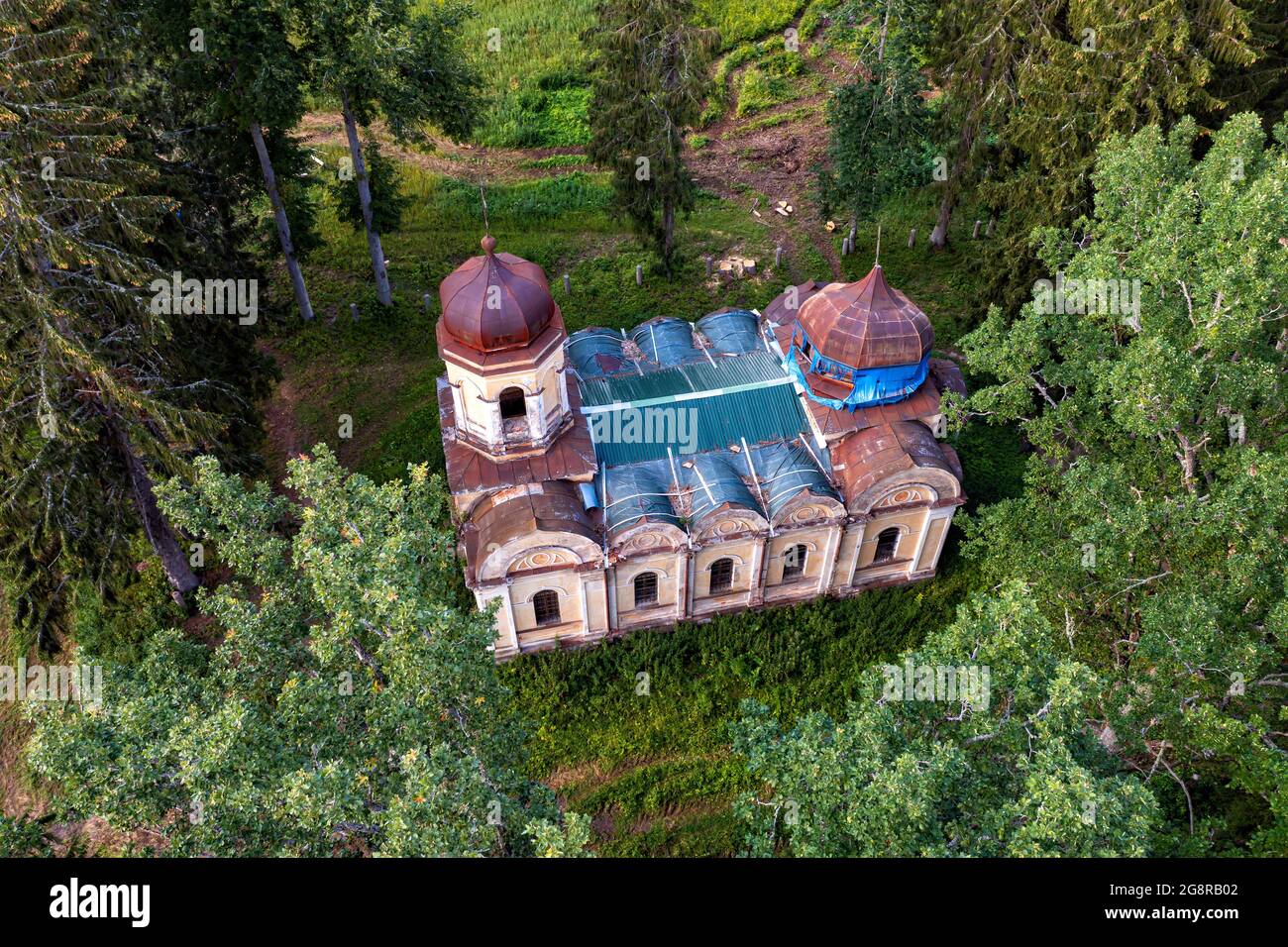 abandoned Orthodox Church in the forest, Galgauska, Latvia ...