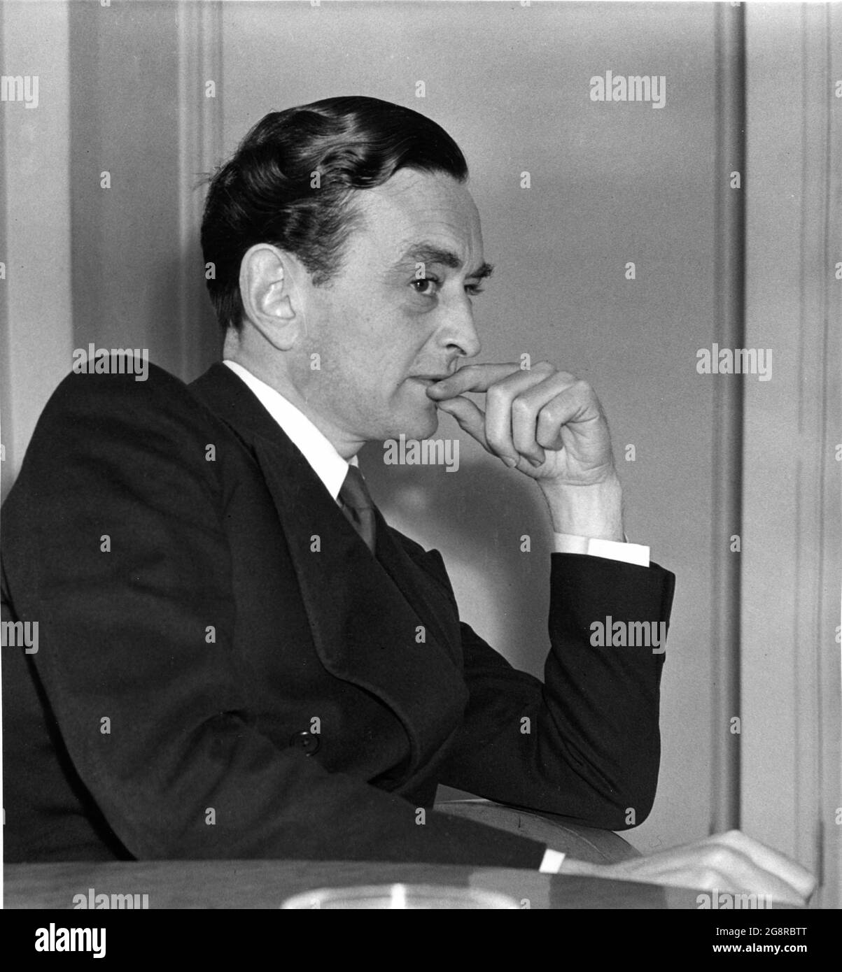 British Film Director DAVID LEAN candid portrait at his Piccadilly Flat ...