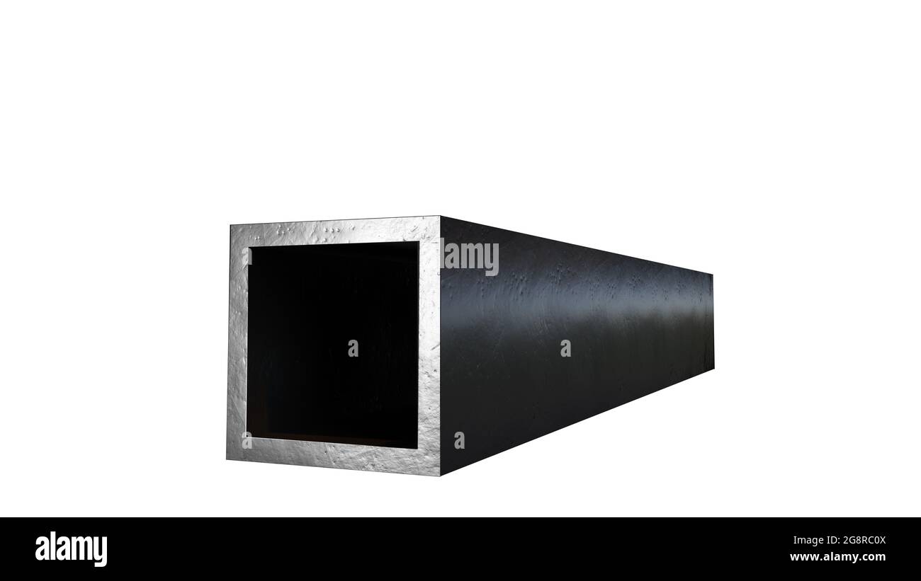 Square tube metal profile - isolated digital industrial 3D illustration ...