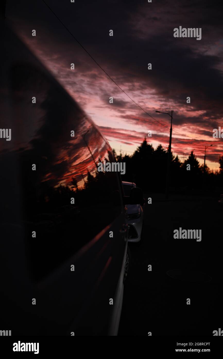 A stop sign lit up at night Stock Photo - Alamy