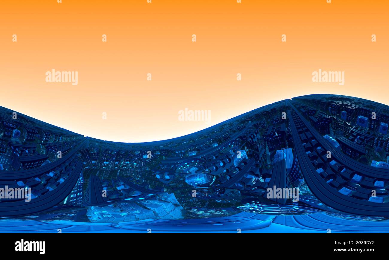 Abstract blue silky background with line and glare of light. 3D ...