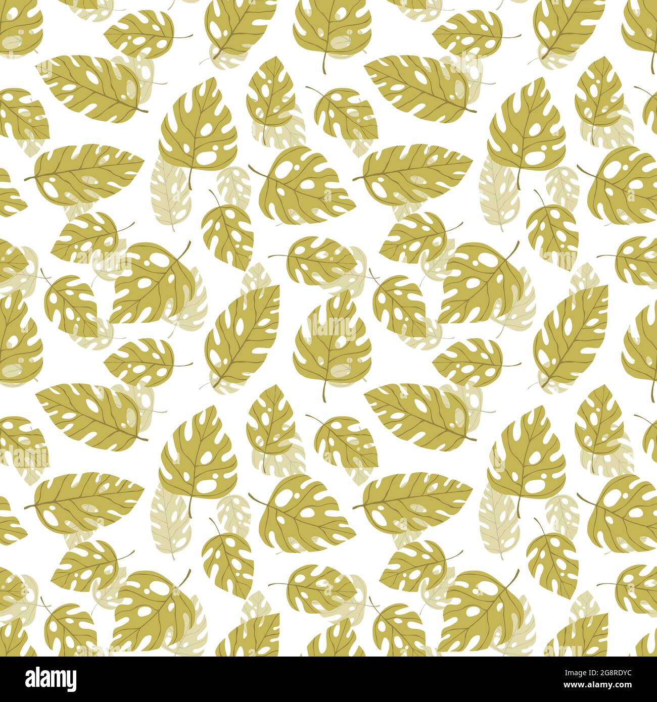 Floral seamless with hand drawn color exotic monstera leaves. Cute ...