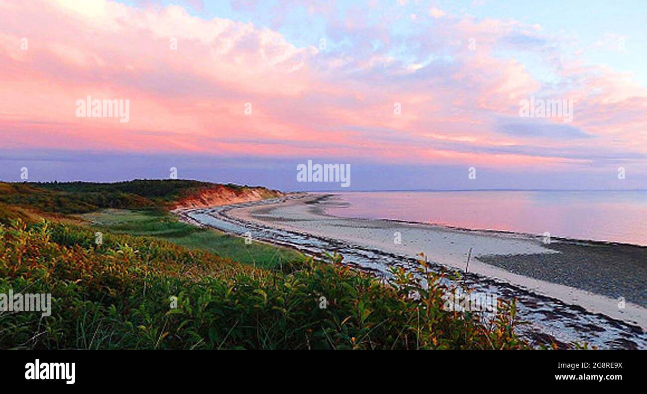 Cape cod beach at sunset, colorful Stock Photo - Alamy
