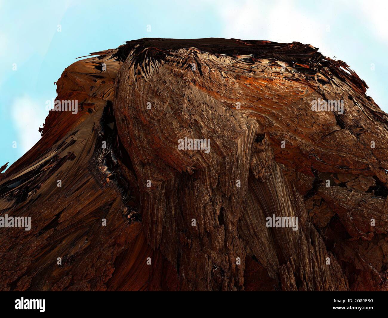 Brown texture cut blocks trench. Mining cliff of rough rock crash ...