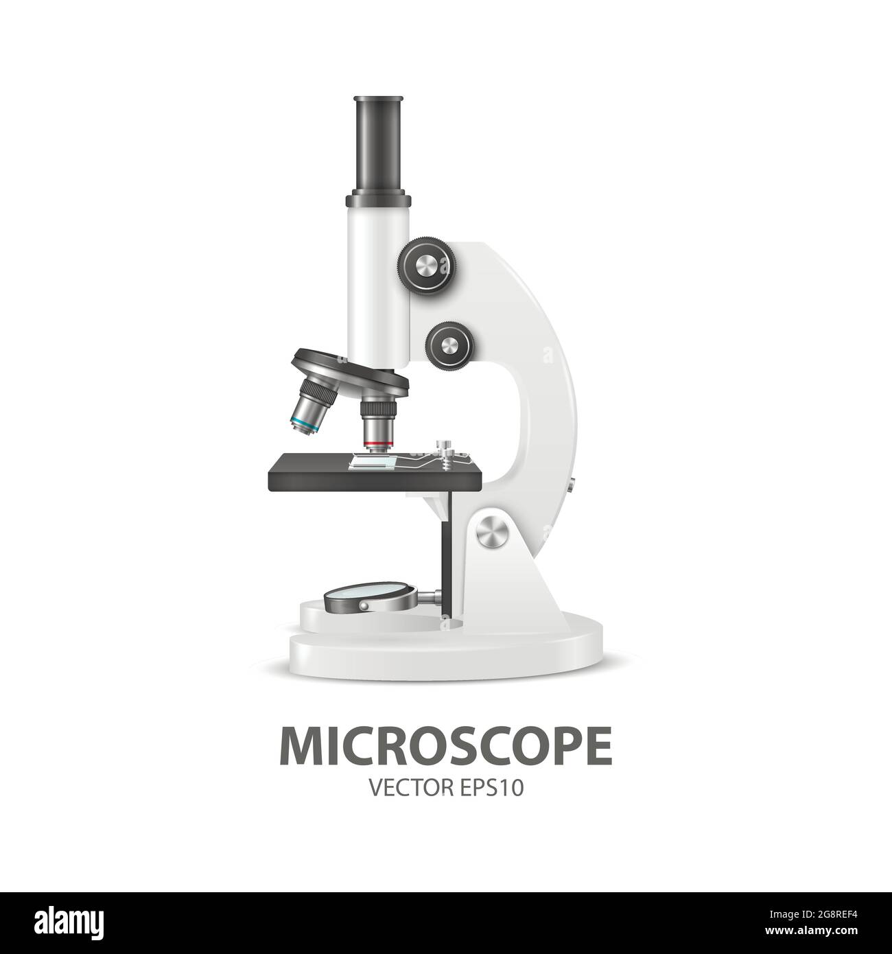 Vector 3d Realistic White Laboratory, School Microscope Isolated on ...
