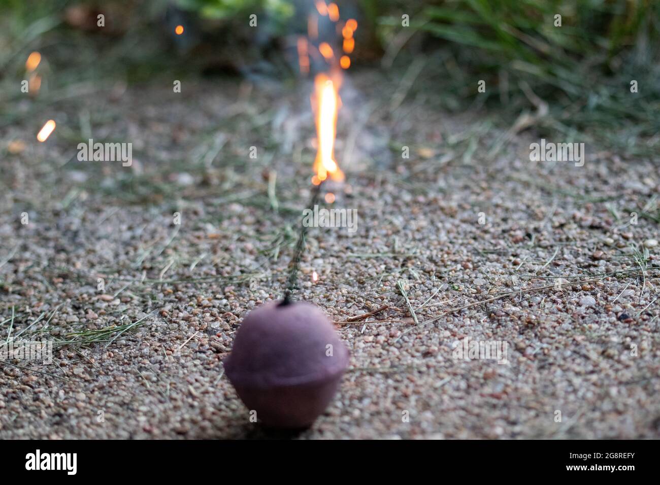 Vibrant colorful display of Purple smoke bombs celebrating independence ...