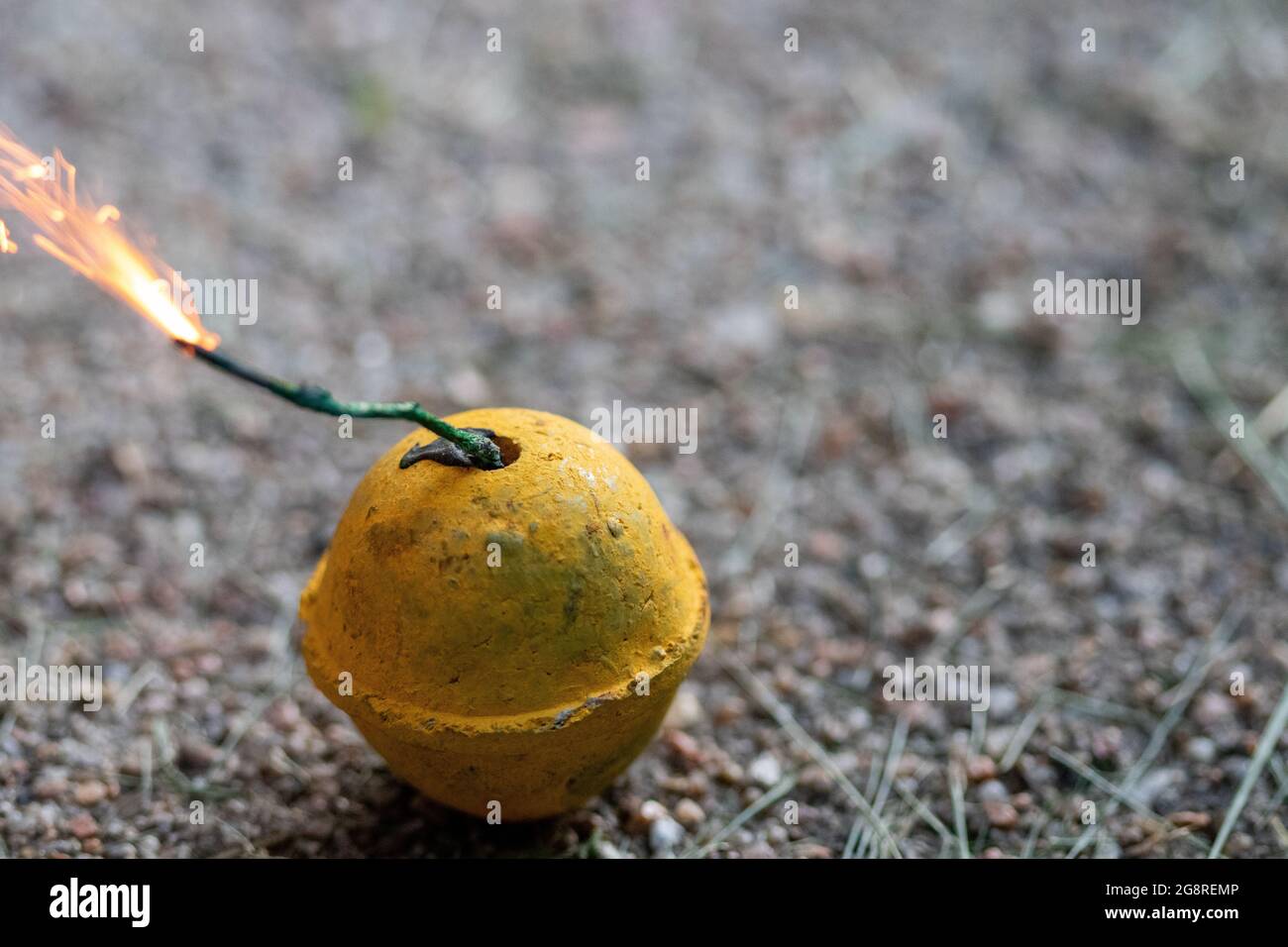 Vibrant colorful display of yellow smoke bombs celebrating independence ...
