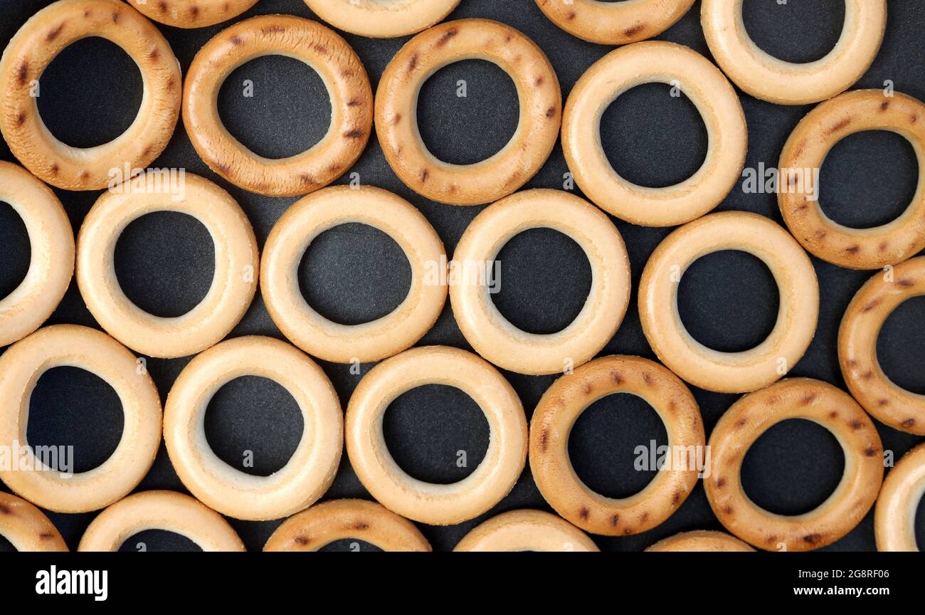 Many cracker rings on black background Stock Photo - Alamy