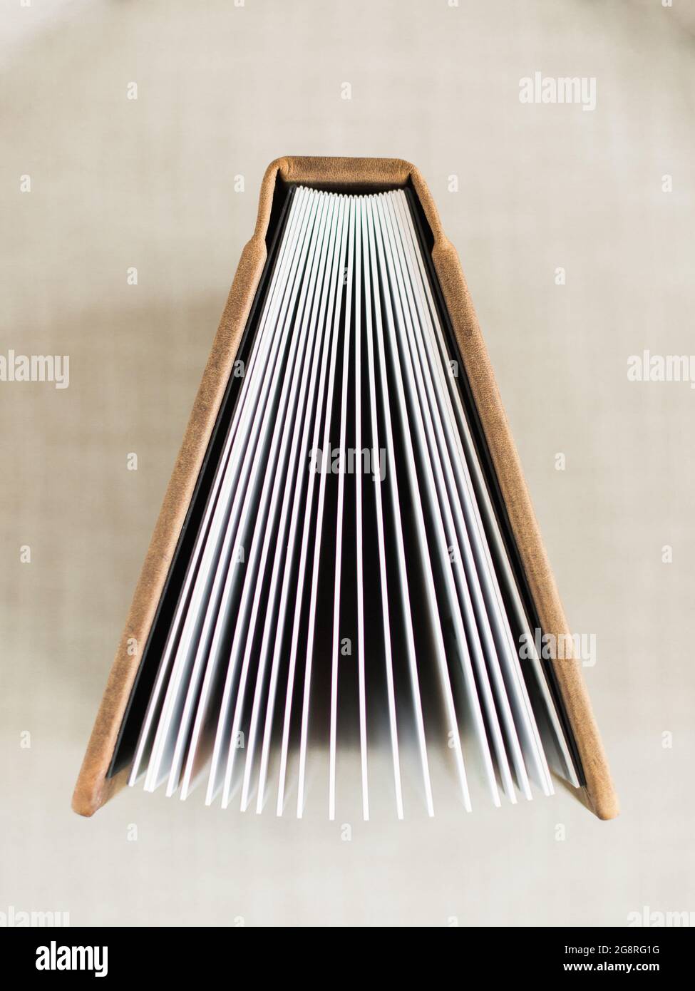 op view of brown leather photo album pages Stock Photo - Alamy