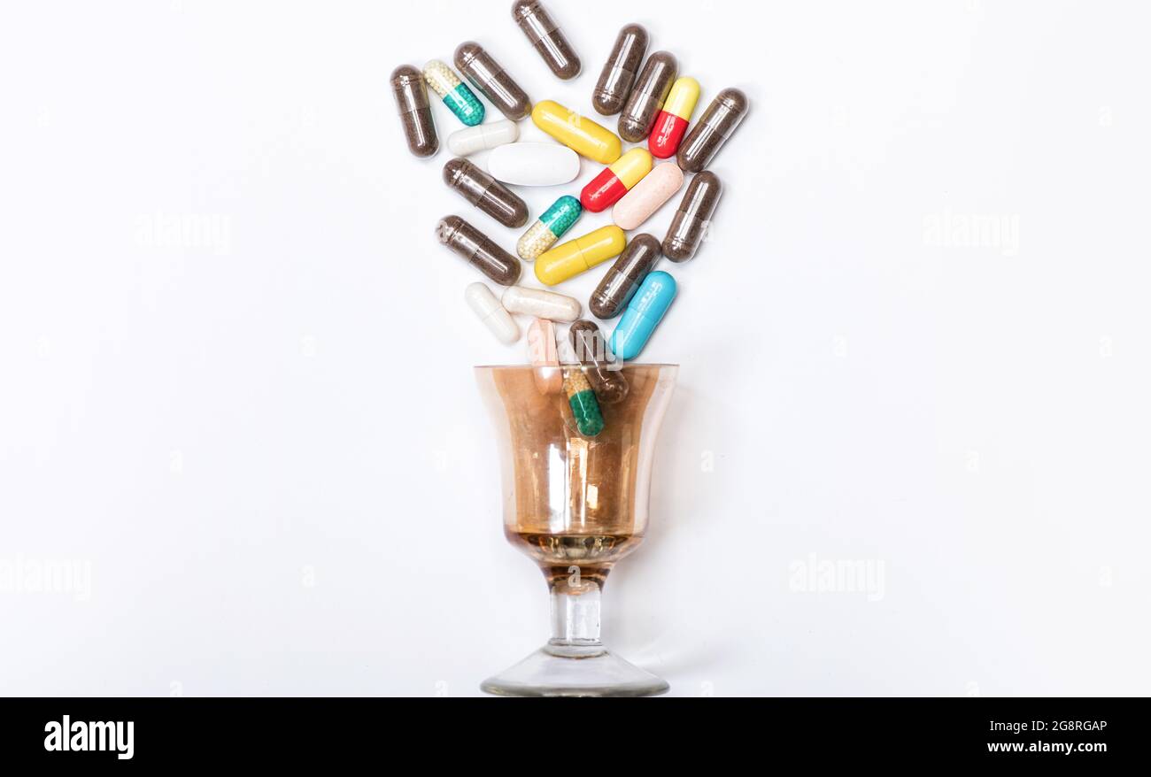 Capsules drug isolated medicine on white pharmaceuticals pills ...