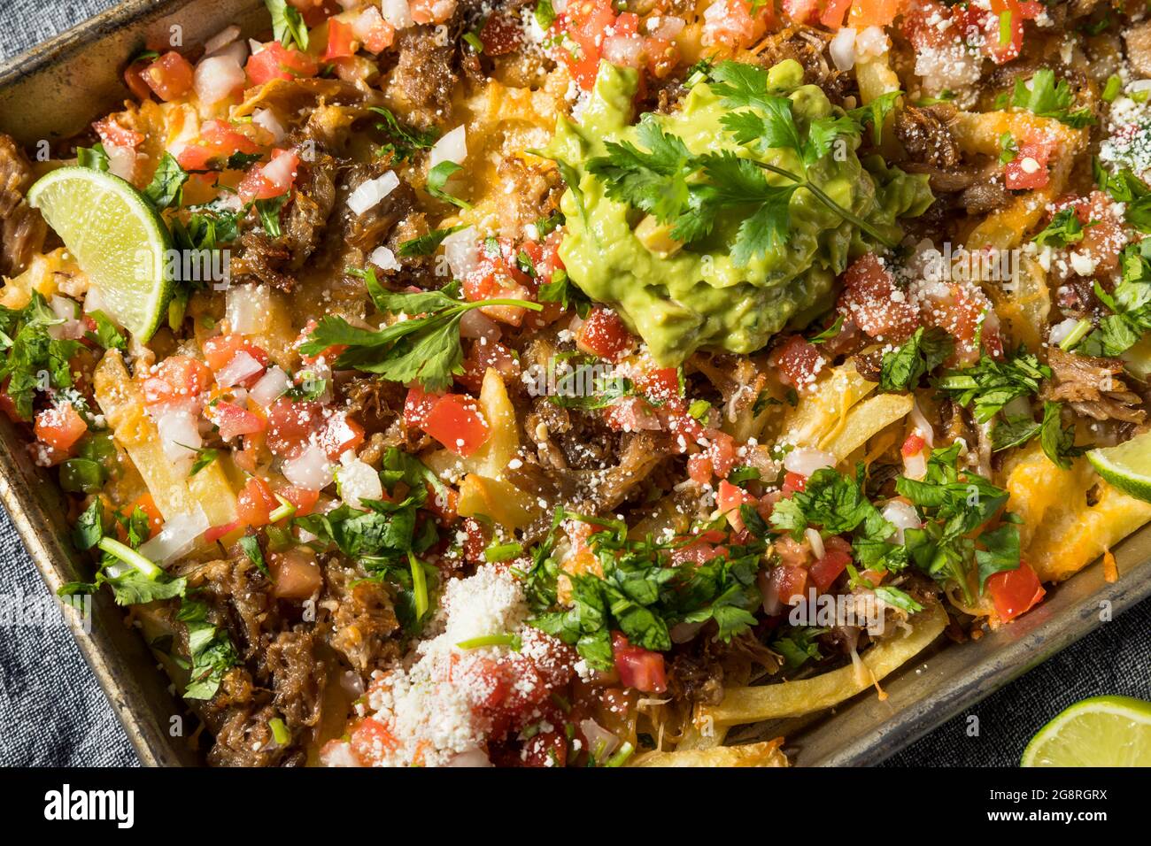Healthy Homemade Carnitas French Fry Nachos with PIco and Guacamole ...