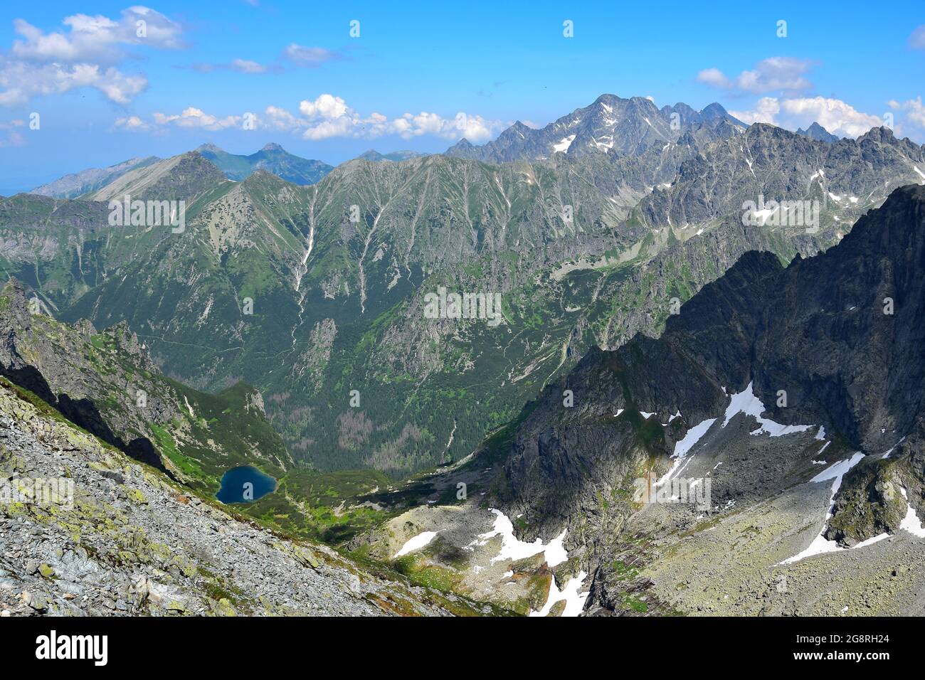 Fantastic view from the summit of mount Rysy (Vaha), one of the highest ...