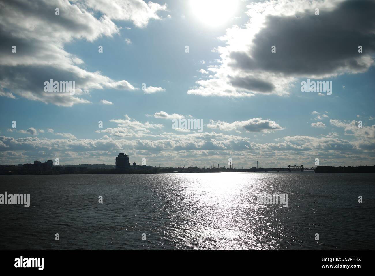 A sign above a body of water Stock Photo - Alamy