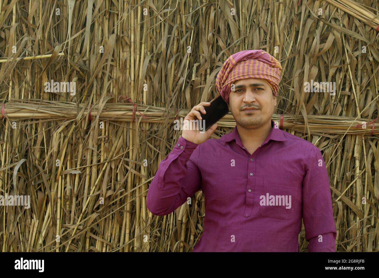 indian farmer talking phone call,farmer talking phone Stock Photo - Alamy