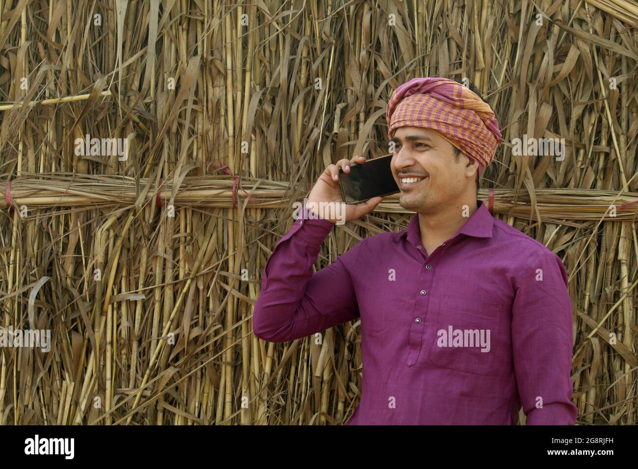 indian farmer talking phone call,farmer talking phone Stock Photo - Alamy