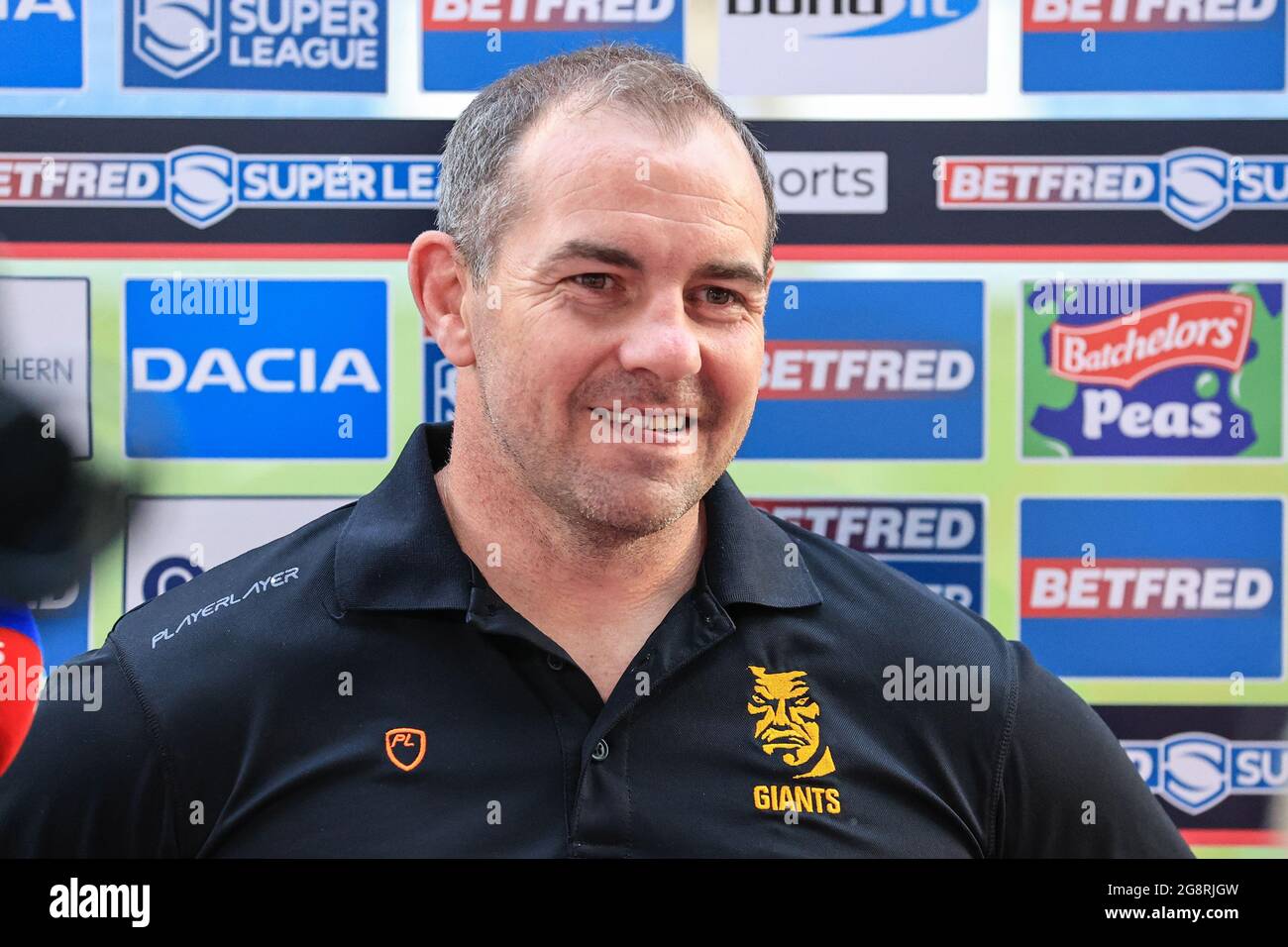 Ian Watson Head Coach of Huddersfield Giants is interviewed by Sky ...