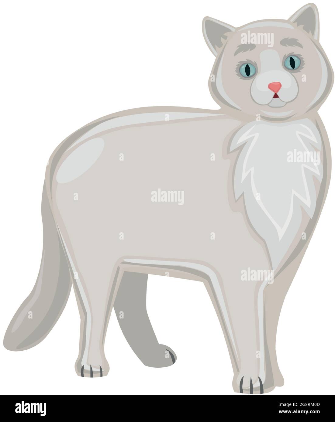 Realistic white cat on a white background - Vector illustration Stock ...