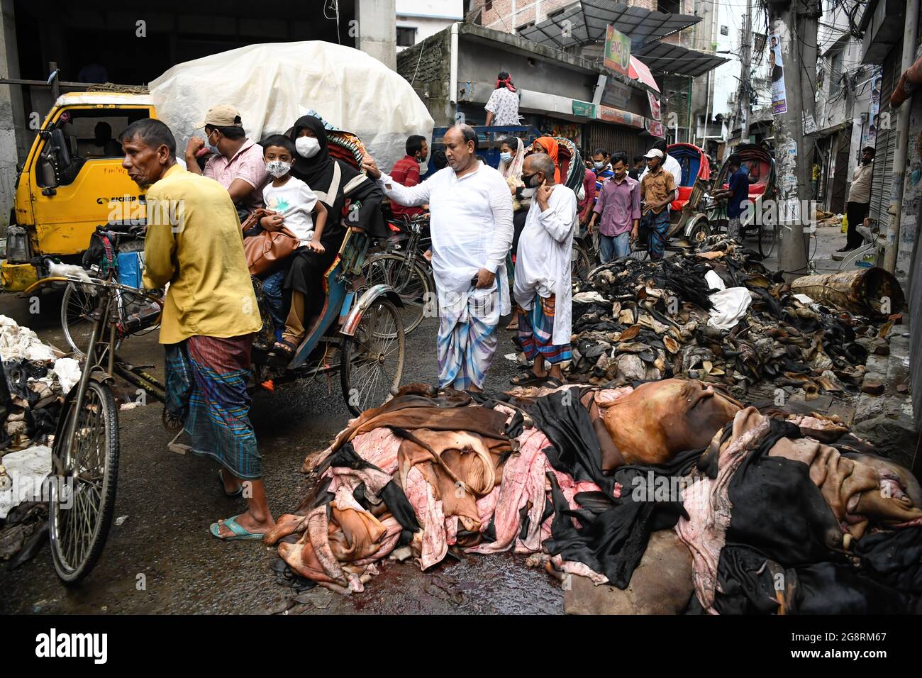 Dhaka, Bangladesh. 22nd July, 2021. Raw hides collected by wholesale ...