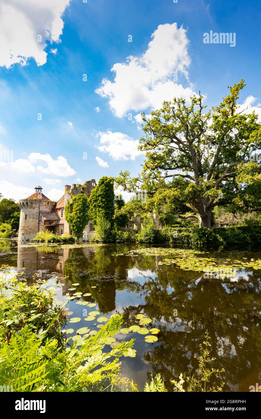 The 14th Century moated castle of Scotney castle in Kent Stock Photo ...