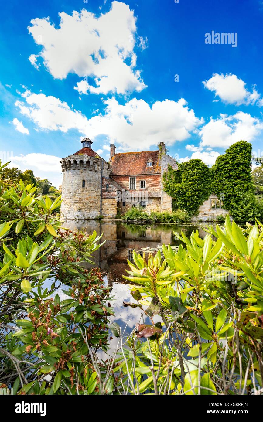 The 14th Century moated castle of Scotney castle in Kent Stock Photo ...