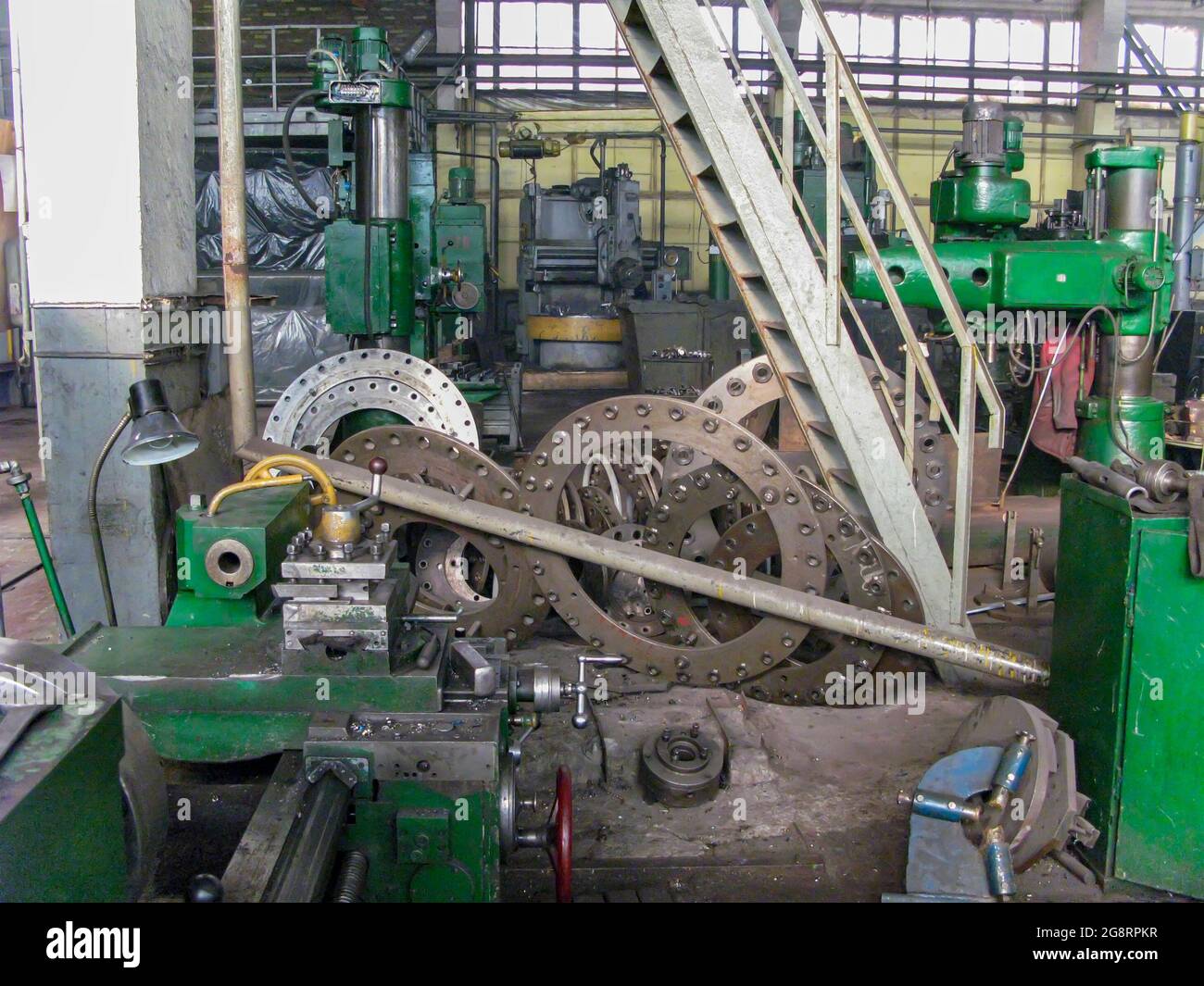 The factory floor of a metalworking plant of the last century. The ...