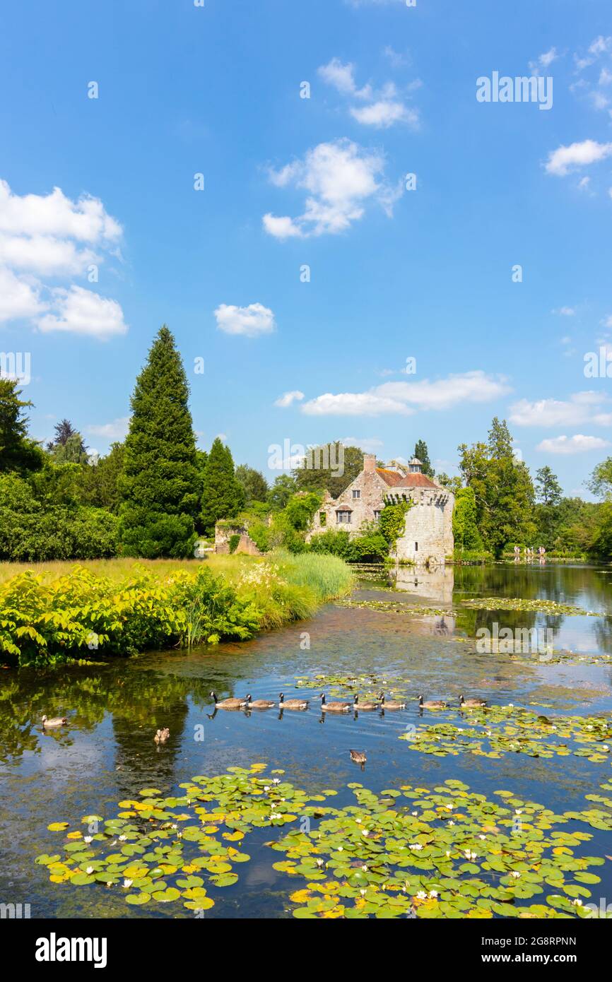 The 14th Century moated castle of Scotney castle in Kent Stock Photo ...