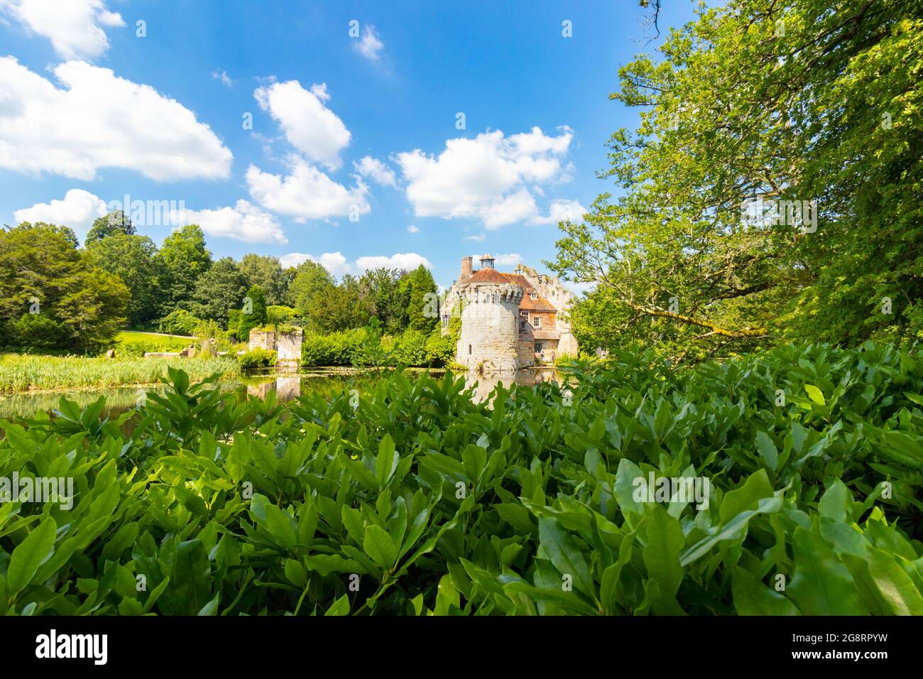 The 14th Century moated castle of Scotney castle in Kent Stock Photo ...
