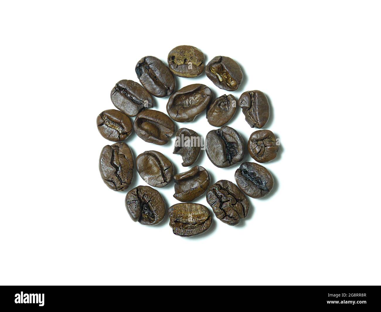 Low quality roasted coffee. Top view with copy space for your text ...