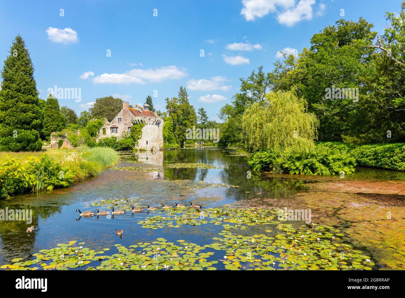 The 14th Century moated castle of Scotney castle in Kent Stock Photo ...