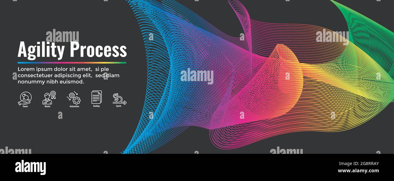 Agile Scrum Process & development icon set web header banner Stock ...