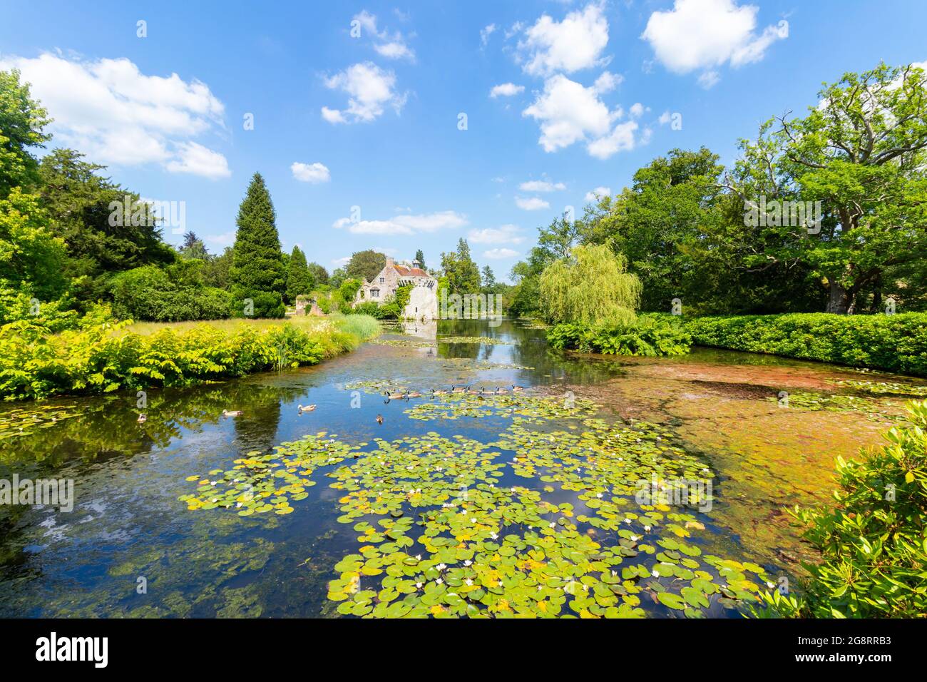 The 14th Century moated castle of Scotney castle in Kent Stock Photo ...