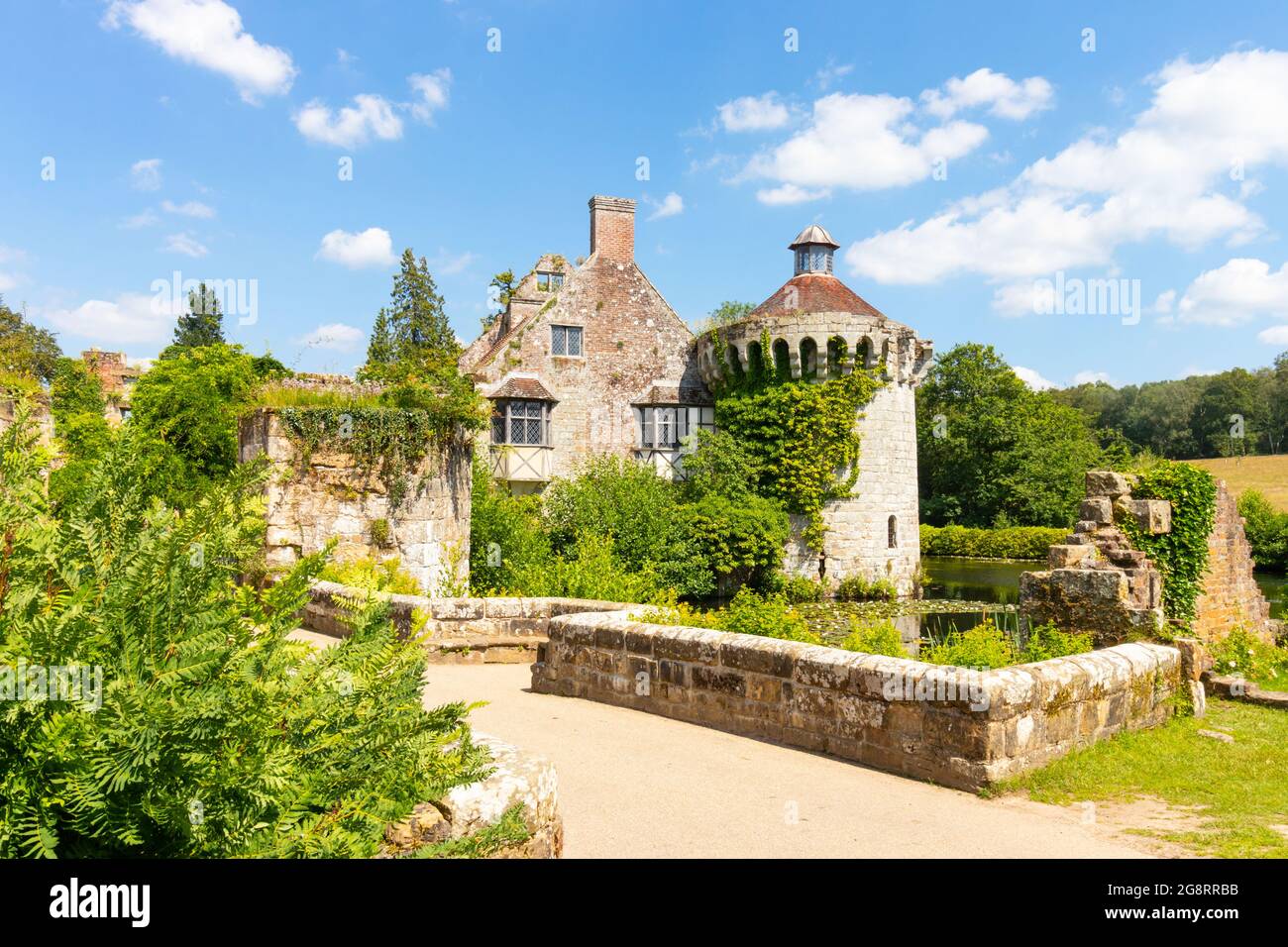The 14th Century moated castle of Scotney castle in Kent Stock Photo ...