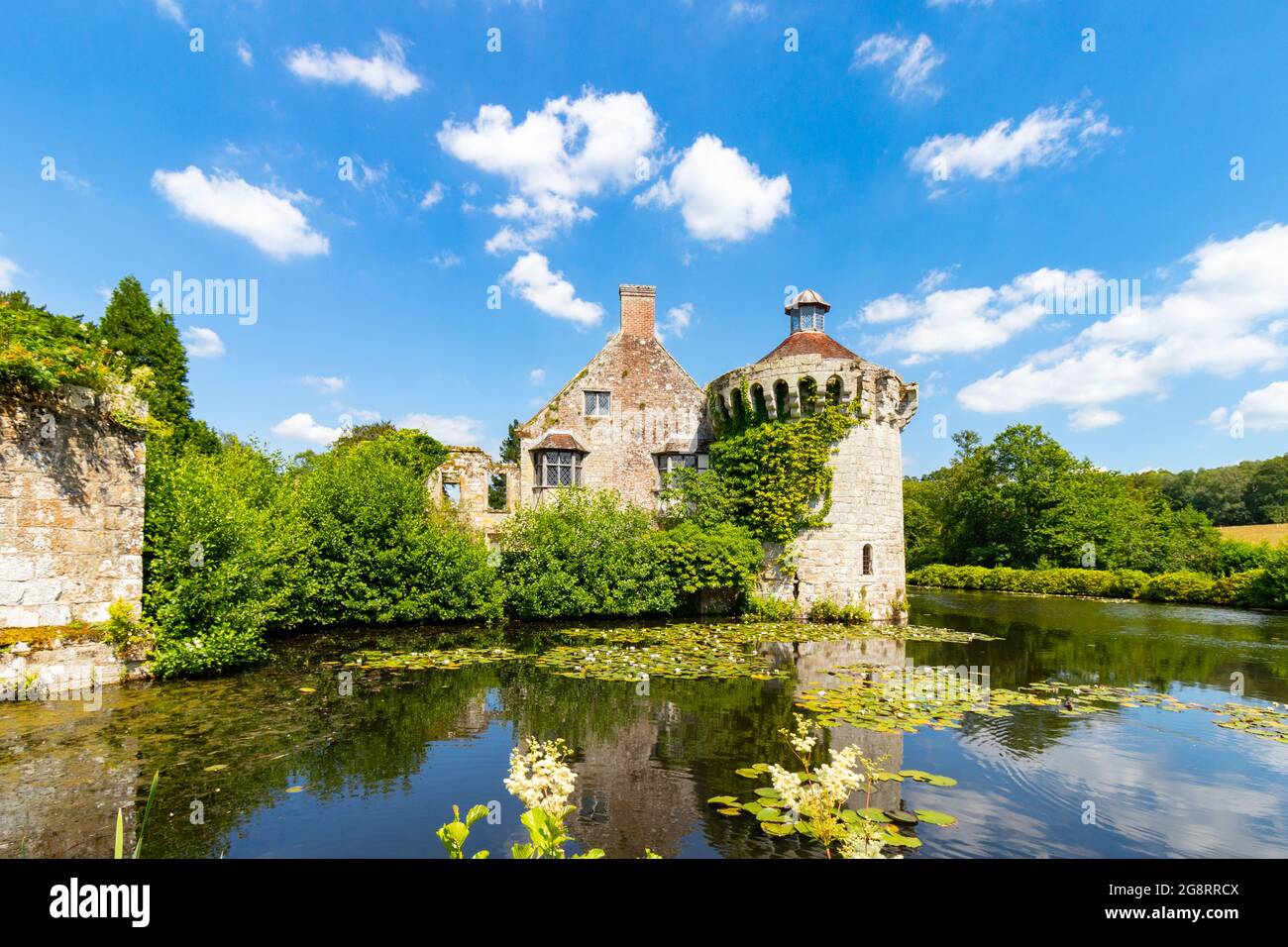 The 14th Century moated castle of Scotney castle in Kent Stock Photo ...