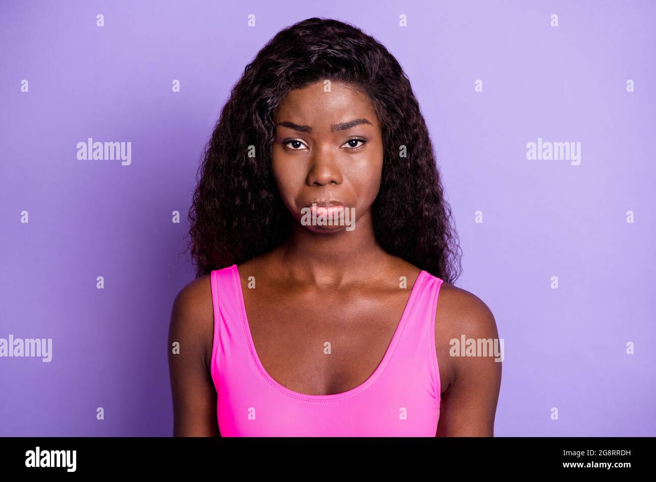 Photo of young african girl unhappy sad upset fail offended displeased ...