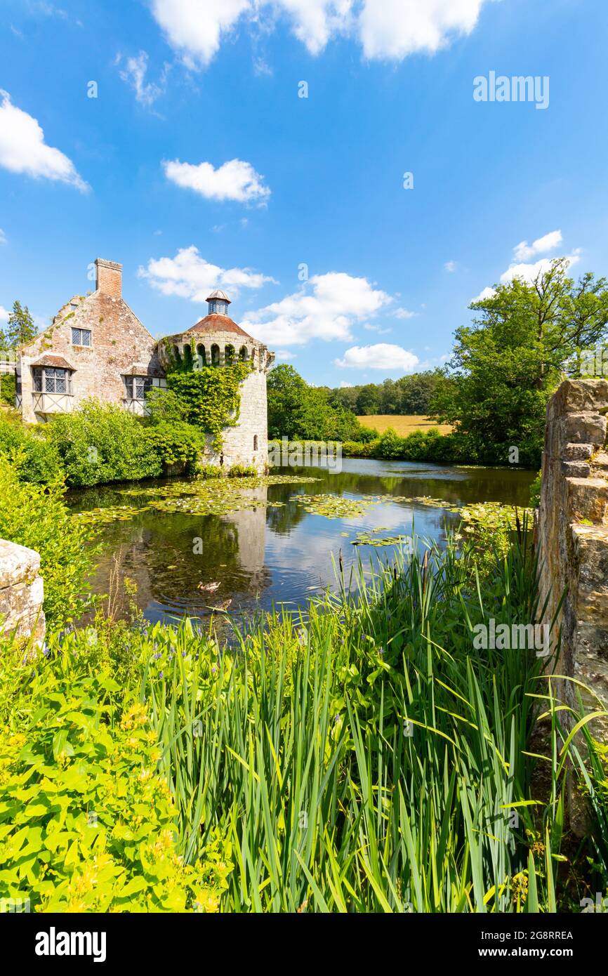 The 14th Century moated castle of Scotney castle in Kent Stock Photo ...