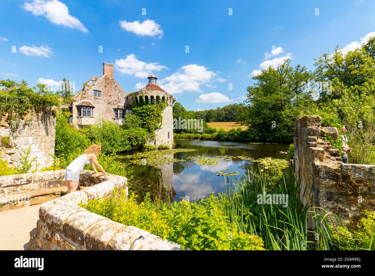 The 14th Century moated castle of Scotney castle in Kent Stock Photo ...