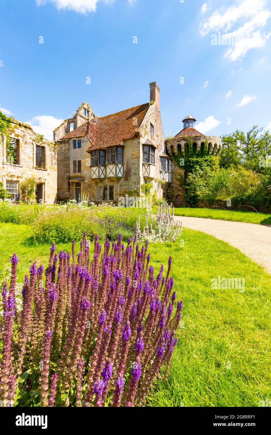 The 14th Century moated castle of Scotney castle in Kent Stock Photo ...