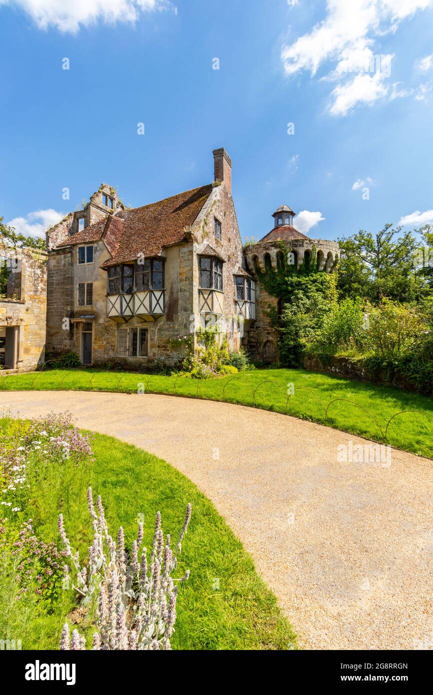 The 14th Century moated castle of Scotney castle in Kent Stock Photo ...