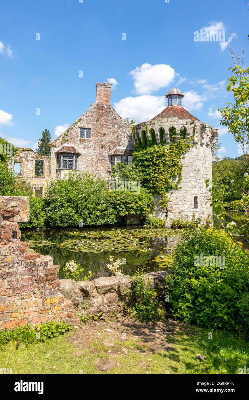 The 14th Century moated castle of Scotney castle in Kent Stock Photo ...